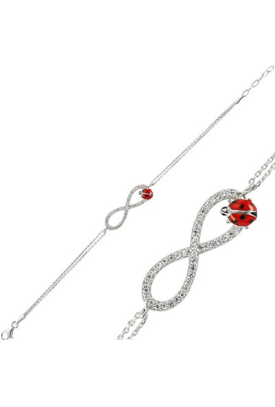 925 Gümüş Sonsuzluk Uğur Böceği Detay 925 Ayar Gümüş Bileklik 925 Gümüş Sonsuzluk Uğur Böceği Detay 925 Ayar Gümüş Bileklik