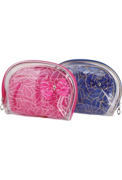 Nascita 3'lü Şeffaf Makyaj Çanta Seti 0043 Mavi