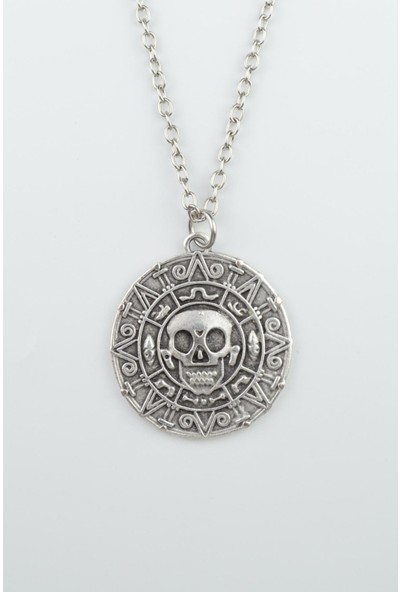 Bu Farklı Karayip Korsanları Sikkesi - Parası Erkek Kadın Kolye Antik Gümüş Kaplama - 60 cm Düz Zincir Bu Farklı Karayip Korsanları Sikkesi - Parası Erkek Kadın Kolye Antik Gümüş Kaplama - 60 cm Düz Zincir