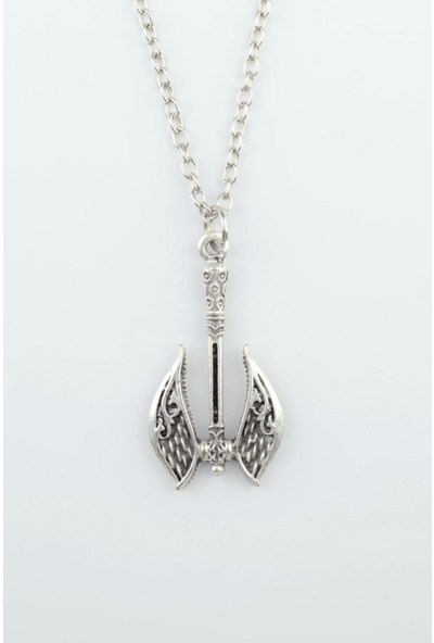 Bu Farklı Çift Taraflı Desenli Balta - Double Axe Erkek Kadın Kolye Antik Gümüş Kaplama - 60 cm Düz Zincir Bu Farklı Çift Taraflı Desenli Balta - Double Axe Erkek Kadın Kolye Antik Gümüş Kaplama - 60 cm Düz Zincir