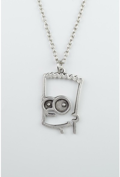 Bu Farklı Bart Simpson Erkek Kadın Kolye Antik Gümüş Kaplama - 60 cm Düz Zincir Bu Farklı Bart Simpson Erkek Kadın Kolye Antik Gümüş Kaplama - 60 cm Düz Zincir