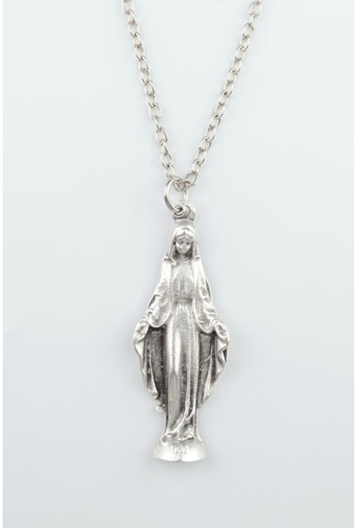Bu Farklı Meryem Ana Erkek Kadın Kolye Antik Gümüş Kaplama - 60 cm Düz Zincir