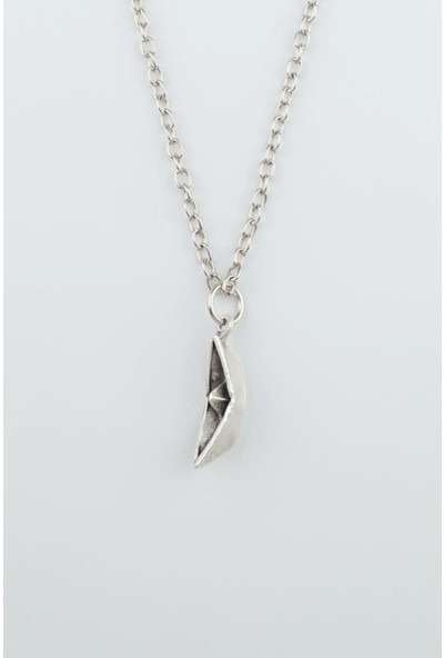 Bu Farklı Kağıttan Gemi Erkek Kadın Kolye Antik Gümüş Kaplama - 60 cm Düz Zincir