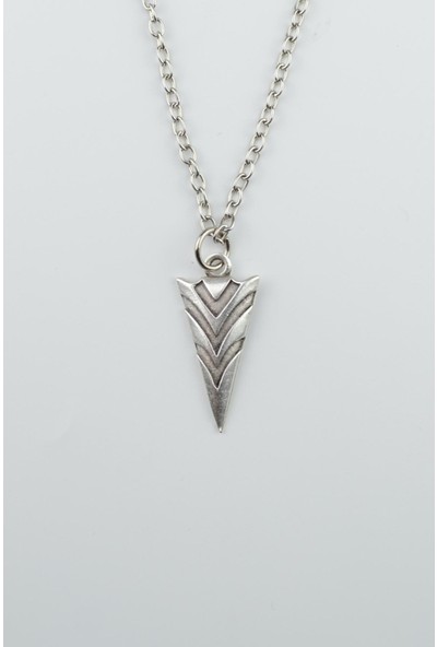 Bu Farklı Şeritli Triagle Ok Ucu Erkek Kadın Kolye Antik Gümüş Kaplama - 60 cm Düz Zincir Bu Farklı Şeritli Triagle Ok Ucu Erkek Kadın Kolye Antik Gümüş Kaplama - 60 cm Düz Zincir