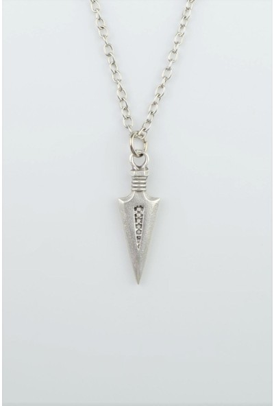 Bu Farklı Desenli Triagle Ok Ucu Erkek Kadın Kolye Antik Gümüş Kaplama - 60 cm Düz Zincir Bu Farklı Desenli Triagle Ok Ucu Erkek Kadın Kolye Antik Gümüş Kaplama - 60 cm Düz Zincir