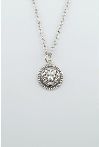 Bu Farklı Minimal Aslan Kabartmalı Madalyon Erkek Kadın Kolye Antik Gümüş Kaplama - 60 cm Düz Zincir Bu Farklı Minimal Aslan Kabartmalı Madalyon Erkek Kadın Kolye Antik Gümüş Kaplama - 60 cm Düz Zincir