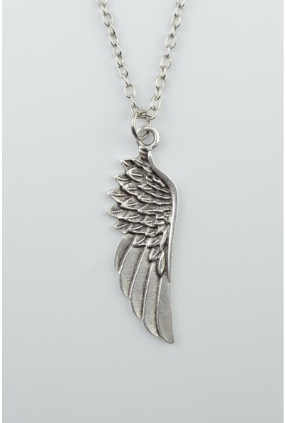 Bu Farklı Kartal Melek Kanat Erkek Kadın Kolye Antik Gümüş Kaplama - 60 cm Düz Zincir