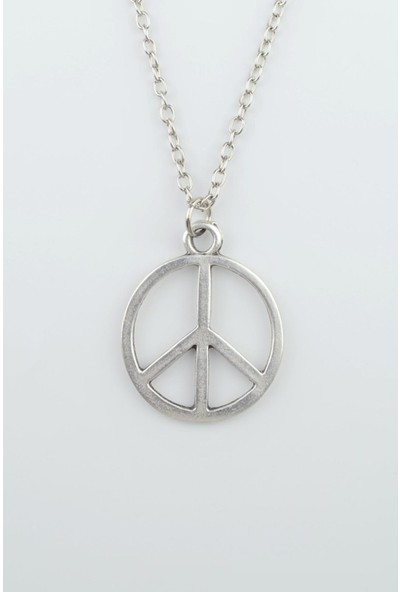 Bu Farklı Peace Barış Işareti - Sembolü Erkek Kadın Kolye Antik Gümüş Kaplama - 60 cm Düz Zincir Bu Farklı Peace Barış Işareti - Sembolü Erkek Kadın Kolye Antik Gümüş Kaplama - 60 cm Düz Zincir
