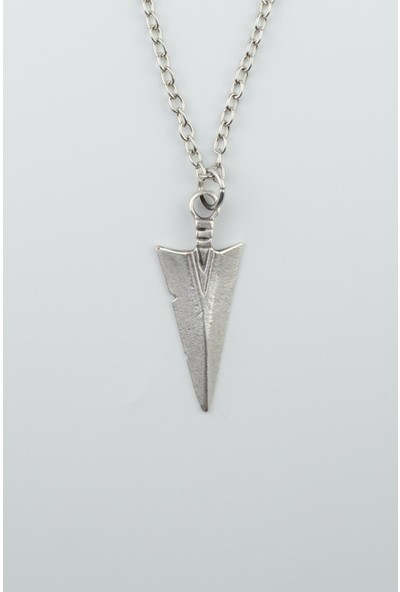Bu Farklı Triagle Ok Ucu Erkek Kadın Kolye Antik Gümüş Kaplama - 60 cm Düz Zincir