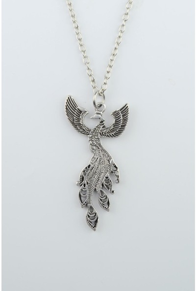 Bu Farklı Zümrüdüanka Erkek Kadın Kolye Antik Gümüş Kaplama - 60 cm Düz Zincir