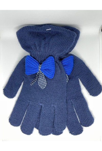 ESI Accessory Fiyonk Detaylı Lacivert Kadın Eldiven