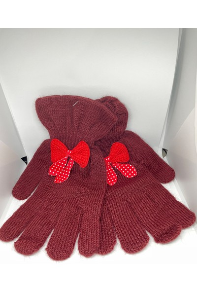 ESI Accessory Fiyonk Detaylı Bordo Kadın Eldiven