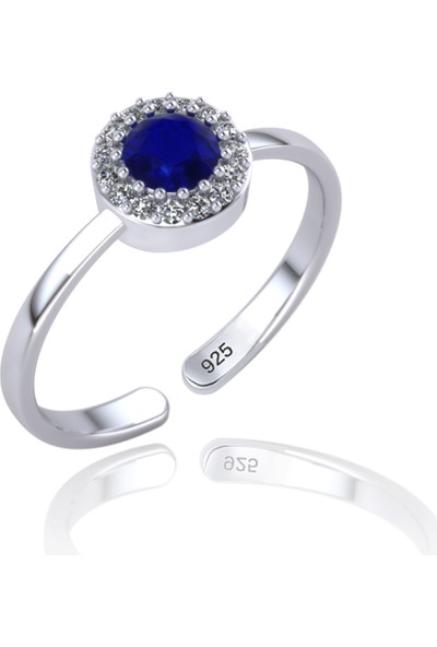 Tek Tarzım Takı Safir Taşlı Gümüş Yüzük 925 Ayar