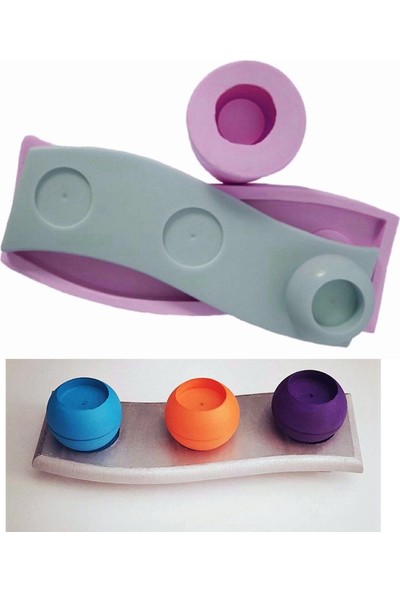 Mor Lalem Top Mumluk ve Taban Silikon Kalıp K-512