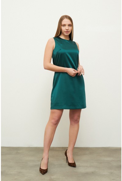 Gusto Saten Jile Elbise - Yeşil