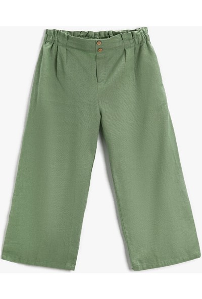 Koton Geniş Paça Keten Pantolon Piliseli Beli Lastikli Koton Geniş Paça Keten Pantolon Piliseli Beli Lastikli