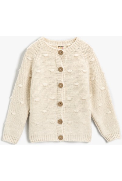 Koton Kız Çocuk Uzun Kollu Triko Hırka Ahşap Düğmeli Koton Kız Çocuk Uzun Kollu Triko Hırka Ahşap Düğmeli