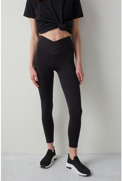 Siyah Twist Detail Balance Tayt