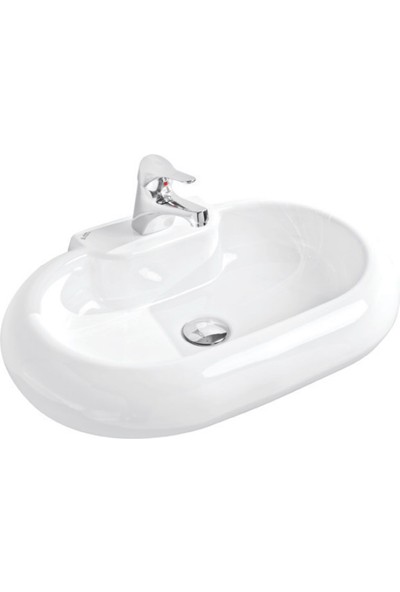 Güral Oval Mobilya Üstü Lavabo - Beyaz 39,5X61,5 cm