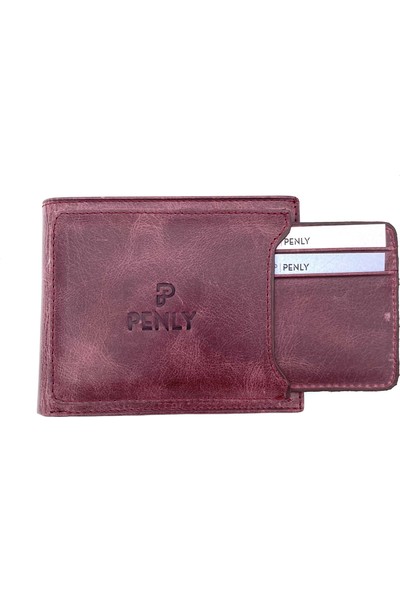 Penly Bordo Cepli Cüzdan Hakiki Deri Cüzdan