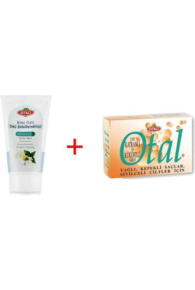 Otacı Bitkisel Saç Şekillendirici Orta Sert 150 ml + Otal Çam Katranlı ve Kükürtlü Sabun 80 gr Set Otacı Bitkisel Saç Şekillendirici Orta Sert 150 ml + Otal Çam Katranlı ve Kükürtlü Sabun 80 gr Set