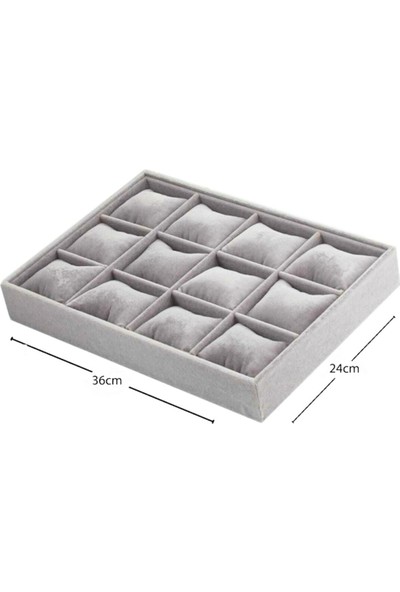 Polo Cross Saat Bileklik Standı Süet Yastıklı Gri Bölmeli