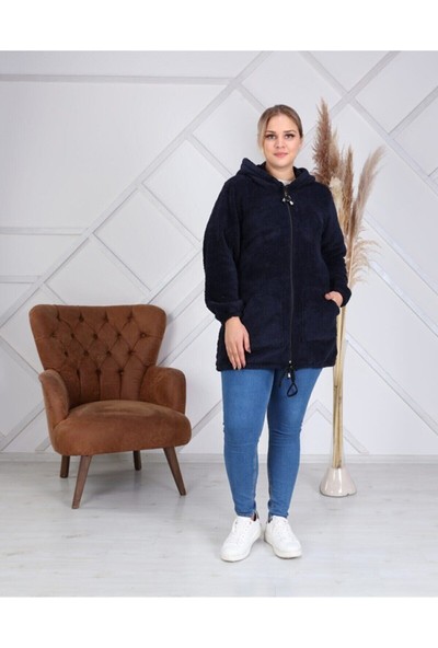 Big Love Cepli, Fermuarlı ve Kapşonlu Büyük Beden Wellsoft Peluş Polar Hırka Lacivert Big Love Cepli, Fermuarlı ve Kapşonlu Büyük Beden Wellsoft Peluş Polar Hırka Lacivert