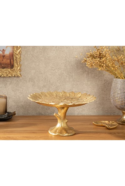 English Home Pure Leaves Dekoratif Tabak 28X28X15 cm Gold English Home Pure Leaves Dekoratif Tabak 28X28X15 cm Gold