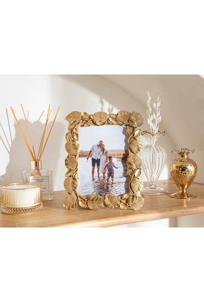 English Home Autumn Leaf Çerçeve 18,7X23,5X2 cm Gold