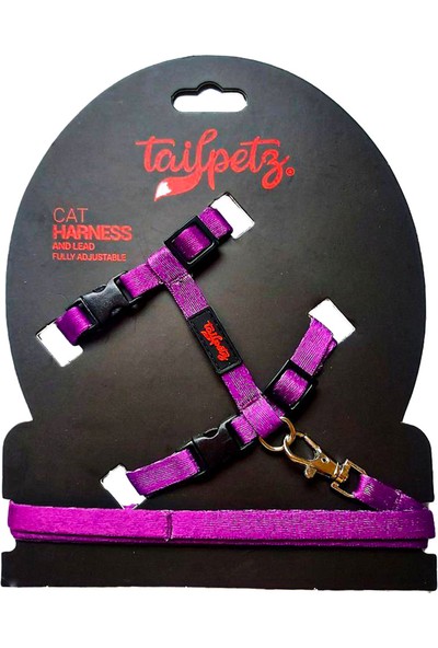 Tailpetz Kedi Göğüs Tasması Seti 22 - 30 cm Mor