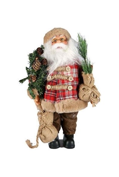 Çırpan Ev Noel Baba Kırmızı Ekose 40CM