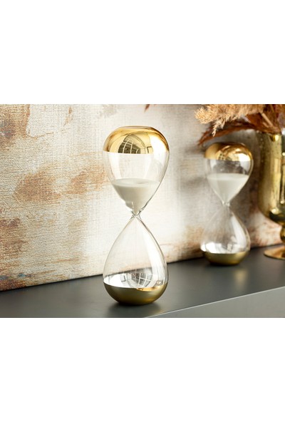 English Home Golden Cam Kum Saatı 9X9X24,5 cm Beyaz – Gold