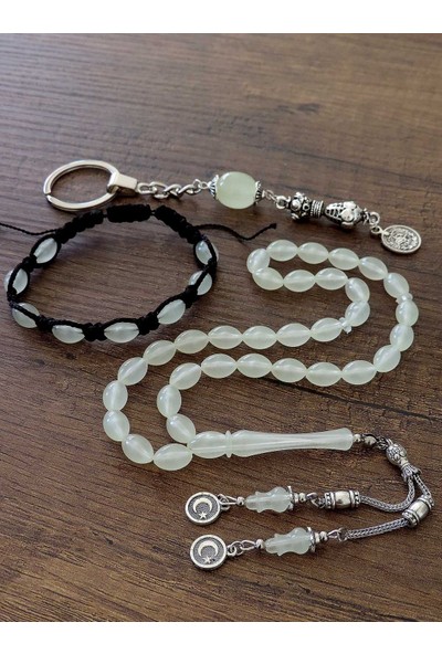 Tesbihkenti Kedi Gözü Tesbih Bileklik Anahtarlık Seti