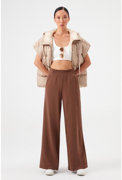 Yüksek Bel Lastikli Salaş Pantolon