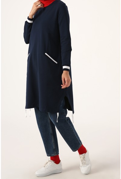 ALLDAY Bisiklet Yaka Cepli Ribanalı Tunik