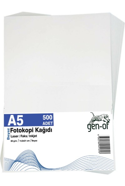 Gen-Of A5 80 G/m² Beyaz Fotokopi Kağıdı 500'LÜ