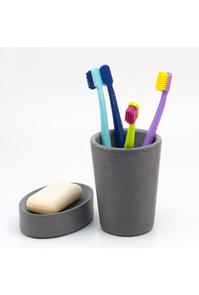 Pablofi Gri Beton Banyo Seti El Sabunluk Diş Fırçalık Pablofi Gri Beton Banyo Seti El Sabunluk Diş Fırçalık