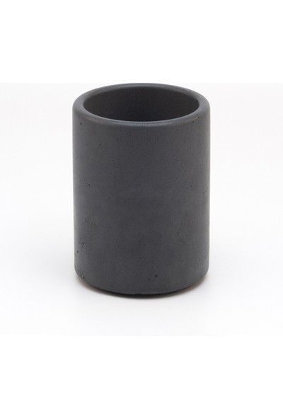 Pablofi Yuvarlak Koyu Gri Beton Banyo Seti El Sabunluk Diş Fırçalık
