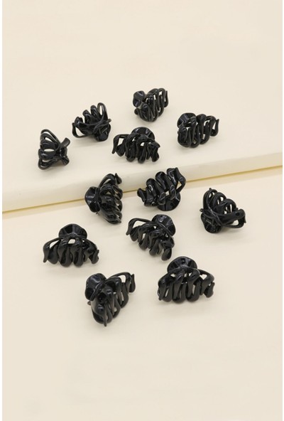 H&E Design Kadın 12'li Siyah Ahtapot Toka Seti