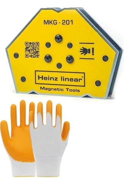 HEINZ Manyetik 5 Açılı Mıknatıslı Gönye Eldiven Hediyeli