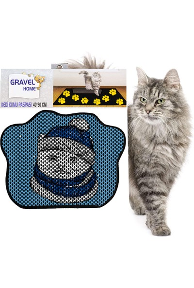 Gravel Kedi Tuvaleti Önü Dekoratif Elekli Kedi Kumu Paspası 40 x 50 cm