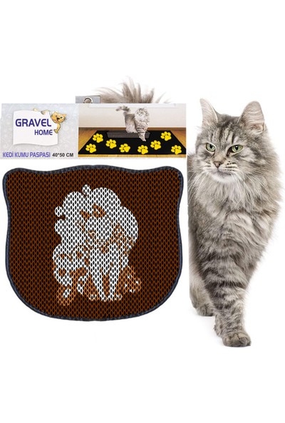 Gravel Kedi Tuvaleti Önü Dekoratif Elekli Kedi Kumu Paspası 40 x 50 cm