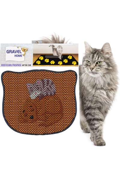 Gravel Kedi Tuvaleti Önü Dekoratif Elekli Kedi Kumu Paspası 40 x 50 cm