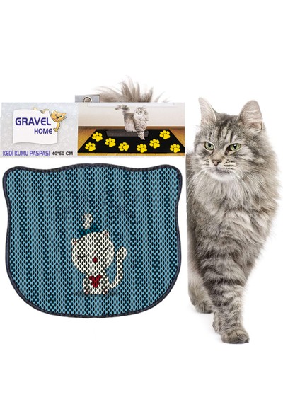 Gravel Kedi Tuvaleti Önü Dekoratif Elekli Kedi Kumu Paspası 40 x 50 cm