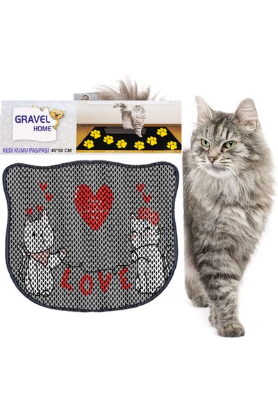 Gravel Kedi Tuvaleti Önü Dekoratif Elekli Kedi Kumu Paspası 40 x 50 cm