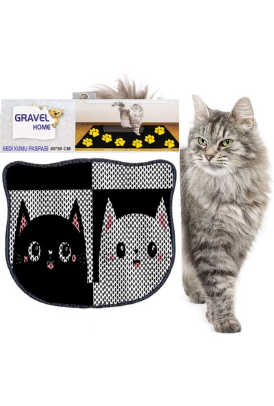 Gravel Kedi Tuvaleti Önü Dekoratif Elekli Kedi Kumu Paspası 40 x 50 cm