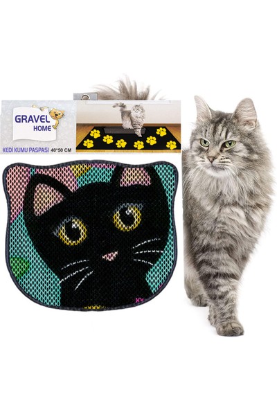 Gravel Kedi Tuvaleti Önü Dekoratif Elekli Kedi Kumu Paspası 40 x 50 cm