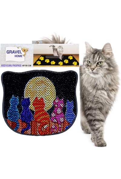 Gravel Kedi Tuvaleti Önü Dekoratif Elekli Kedi Kumu Paspası 40 x 50 cm