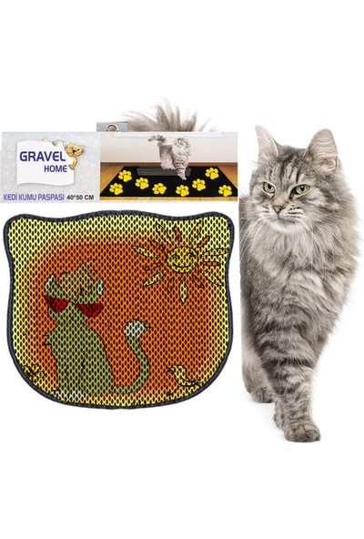 Gravel Kedi Tuvaleti Önü Dekoratif Elekli Kedi Kumu Paspası 40 x 50 cm