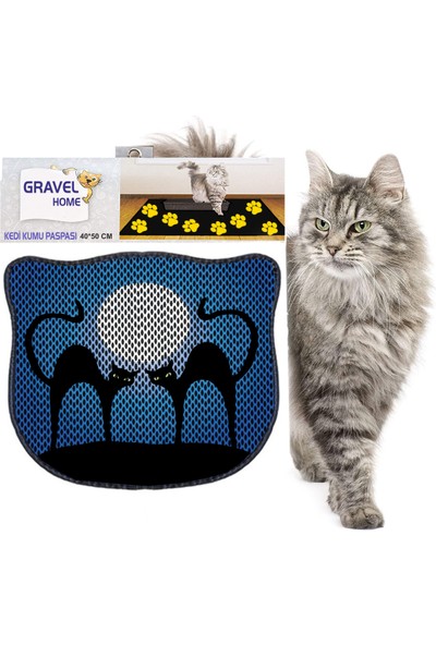Gravel Kedi Tuvaleti Önü Dekoratif Elekli Kedi Kumu Paspası 40 x 50 cm